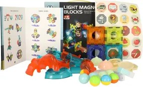 KIK Magnetická kuličková dráha 49 ks / Stavebnice / 36 bloků / se svít