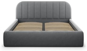 Šedá čalouněná dvoulůžková postel s úložným prostorem s roštem 200x200 cm Juno – Windsor &amp; Co Sofas