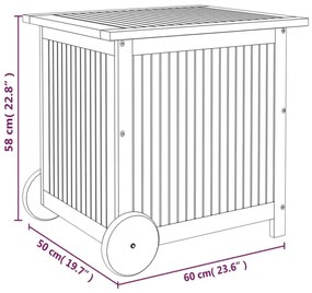 Petromila Zahradní úložný box s kolečky 60 x 50 x 58 cm masivní akácie