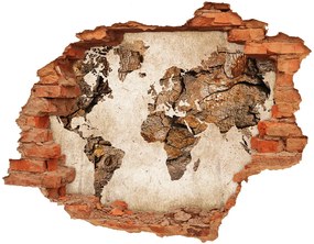 Wallmuralia Samolepící díra na stěnu Mapa světa dřevo 90x70 cm