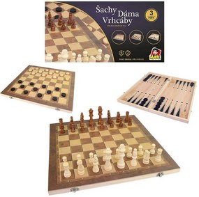 _Ostatní 1_ DŘEVO Hra šachy dáma backgamon 3v1 *SPOLEČENSKÉ HRY* 03967