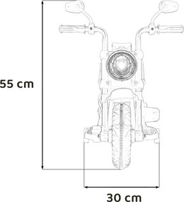 Ramiz Elektrická motorka Chopper FASTER pro děti bílá + FM rádio + audio panel + LED