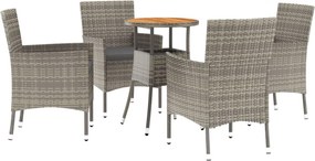 5dílný zahradní bistro set s poduškami šedý polyratan 3187435