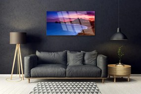 Obraz na skle Moře Pláž Hory Krajina 125x50 cm