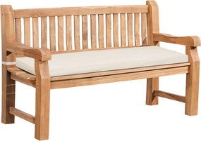 Teaková lavice Jackson s sedací polštář 150 cm + teak – krémová