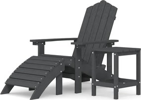 Zahradní křeslo Adirondack + podnožka a stolek HDPE antracitové 3095709