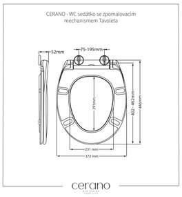 CERANO - WC sedátko se zpomalovacím mechanismem Tavoleta - bílá lesklá - UF - 37,2x5,2x44,6 cm