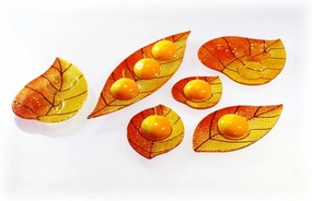 BDK-GLASS Skleněný svícínek LÍSTEK - oranžovo-ambrový Rozměr: 12x17cm