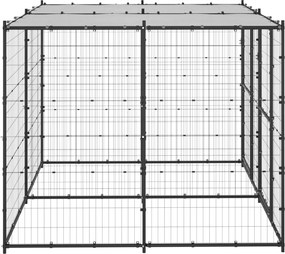 vidaXL Venkovní psí kotec se střechou pozinkovaná ocel 4,84 m² [3082249] Barva: Černo-stříbrný