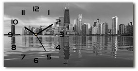 Wallmuralia Moderní skleněné hodiny na stěnu Chicago 60x30 cm