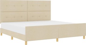 Rám postele s čelo Krémová 200 x 200 cm textil 3344758