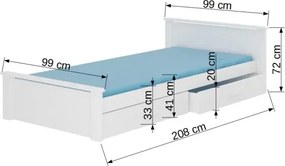 Postel s matrací ALDEX 200x90 – sonoma
