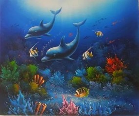 Schůzka delfínů - 90 x 120 cm