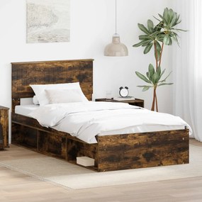 Rám postele Kouřový dub 100 x 200 cm Masivní borové dřevo 3410640
