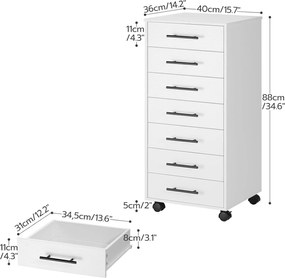 Pojízdný kancelářský kontejner Vasagle Dovi bílý