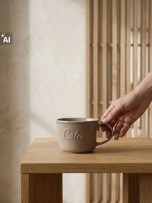 Sinsay - Keramický hrnek s nápisem Calm - béžová