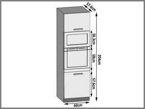 Vysoká kuchyňská skříňka Belini pro vestavnou troubu 60 cm černý lesk  INF SSP60/1/WT/B/0/F