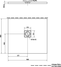 Polysan, FLEXIA sprchová vanička z litého mramoru s možností úpravy rozměru 90x80x3cm, 72927