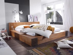 furniture-nabytek.cz - Masivní postel Dunas z mangového dřeva, lakovaná, hnědá