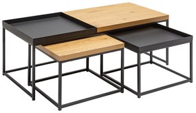 Konferenční stolek Loft set 3ks dubového vzhledu