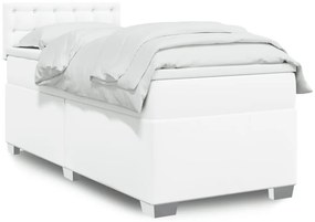 Box spring postel s matrací bílá 80 x 200 cm umělá kůže 3288397