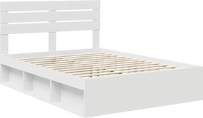 Rám postele s čelo Bílá 160 x 200 cm Masivní borové dřevo 3411391