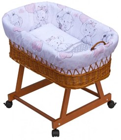 Scarlett Proutěný košík na miminko Gusto Růžová