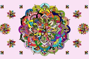 Tapeta pestrobarevná Mandala - 375x250 cm