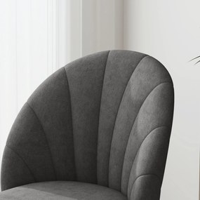 HOMCOM sada 4 židlí v sametovém vzhledu – polstrované ergonomické opěradlo, ocelové nohy, tmavě šedá