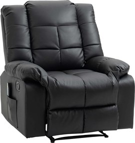 Elektrické polohovací křeslo HOMCOM s masážní funkcí z imitace kůže, dřeva a oceli, černé 94x99x99 cm pro maximální pohodlí | Aosom.de