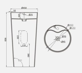 design volně stojící umyvadlo COLOSUM G35 - 450mm Barva: černobílé