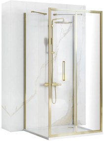 Rea Rapid Fold, 3-stěnový sprchový kout 100 (dveře) x 80 (stěna) x 80 (stěna) x 195 cm, 6/4mm čiré sklo, zlatý lesklý profil, KPL-09406