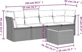 vidaXL 5dílná zahradní sedací souprava s poduškami polyratan [3223477] Barva: béžová a šedá