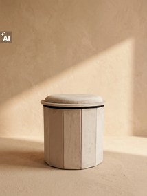 Sinsay - Sametový puf-stolek s úložným prostorem - krémová