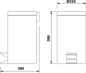 Aqualine SIMPLE LINE odpadkový koš kulatý 5l, nerez lesk 27105