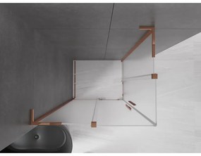Mexen Velar L Duo, sprchový kout s posuvnými dveřmi 90 x 80 cm, 8mm sklo námraza, růžové zlato, 871-090-080-02-33-60