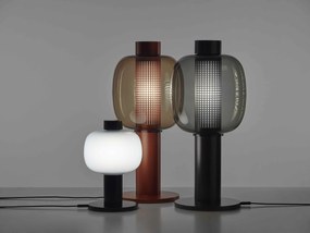 Designová lampa Brokis Bonbori Small PC1164 Povrch Montury: šedá metalická, Barva skla: Šedá kouřová - transparentní sklo, Povrchová úprava skla: CASAMBI CBU-TED