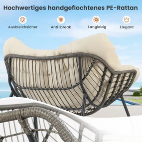 Costway Venkovní houpací křeslo Oversized Patio PE proutěné křeslo s vejci