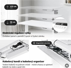 Elektrický stůl s nastavitelnou výškou ergonomický bílý,1200x600 mm: ARIA