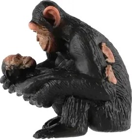 ZOOTED Zvířátko Šimpanz učenlivý samice s mládětem / Plast / 5 cm / od