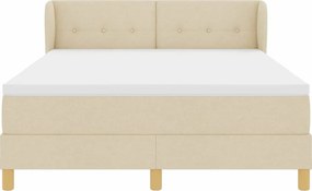 Postel s boxspringem s čelo Krémová 140 x 190 cm textil 3340211