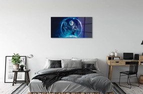 Obraz na skle Space žena moon 125x50 cm