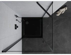 Mexen Pretoria sprchový kout s otočnými dveřmi 100 x 100 cm, průhledné, Černá + vanička do sprchového kouta Flat, Černá - 852-10