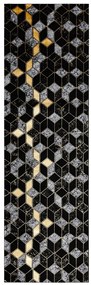 Dywany Łuszczów Běhoun Gloss 400B 86 3D geometric black/gold ROZMĚR: 60x300