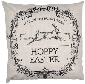 Béžový povlak na polštář se zajíčkem a nápisem Hoopy Easter – 45x45 cm
