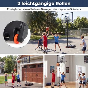 Costway Výškově nastavitelný basketbalový stojan, venkovní basketbalový koš