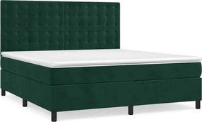 Box spring postel s matrací tmavě zelená 160x200 cm samet 3143274