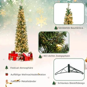 Costway 210 cm Pre-Lit Half Tree Vánoční strom Half Umělý strom, zelený