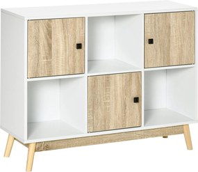 HOMCOM Úložná police s bufetem se 6 kostkami pro obývací pokoj, jídelnu, ložnici 96L x 30W x 75H cm bílá a dub | Aosom