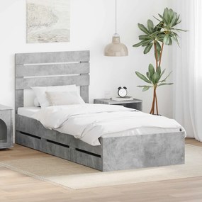 Rám postele s čelo Betonově šedá 75 x 190 cm Inženýrské dřevo 3411541